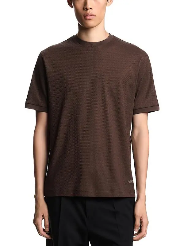 Emporio Armani Jacquard Cotton Jersey Tee - Solid Dark