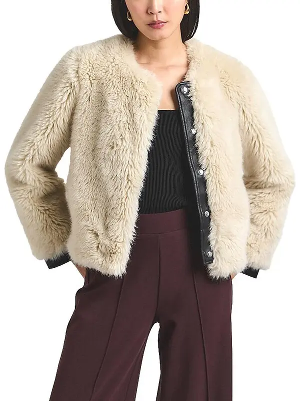 Derek Lam 10 Crosby Emerise Faux Fur Coat - Cream