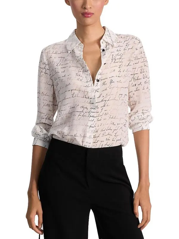 Alice + Olivia Willa Silk Blouse - Shakespeares Vanilla