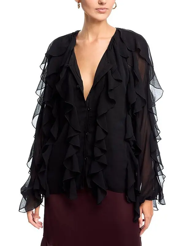 AREA STARS Flyn Ruffle Blouse - Black