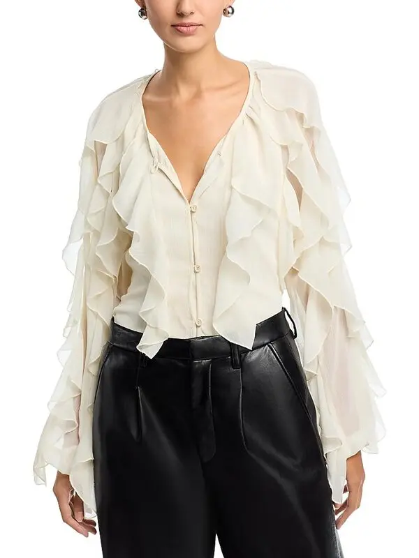 AREA STARS Flyn Ruffle Blouse - Ivory