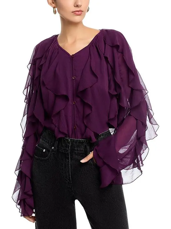 AREA STARS Flyn Ruffle Blouse - Purple