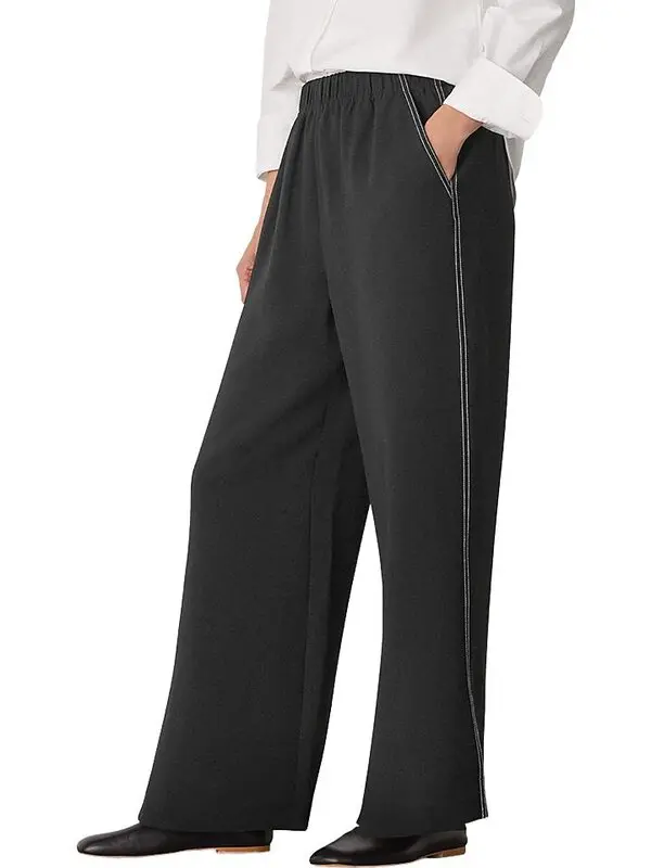 Whistles Crepe Stitch Detail Trousers - Black