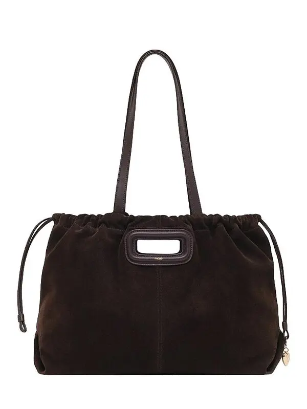 Maje Suede M Tote - Dark Brown