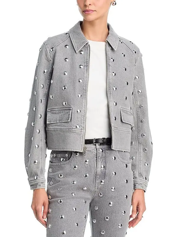 Cinq À Sept Harriet Studded Denim Jacket - Lune/silver