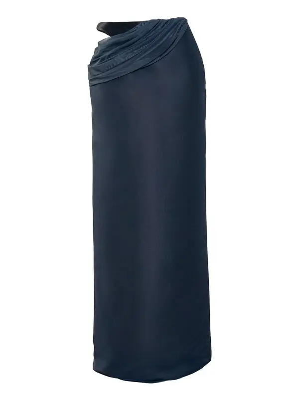 YASSMIN SALEH Draped Maxi Skirt - Blue