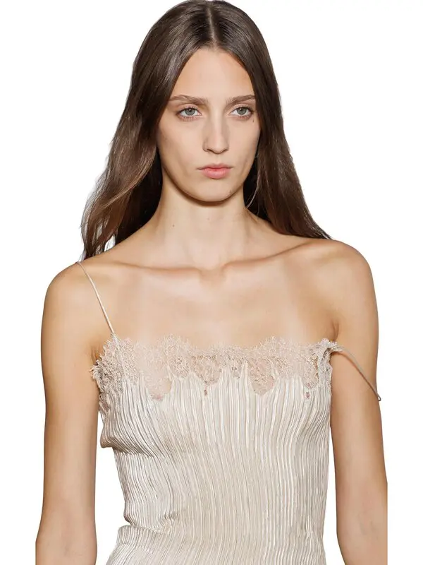 FFORME Jimena Lace-detailed Pleated Camisole - Ivory