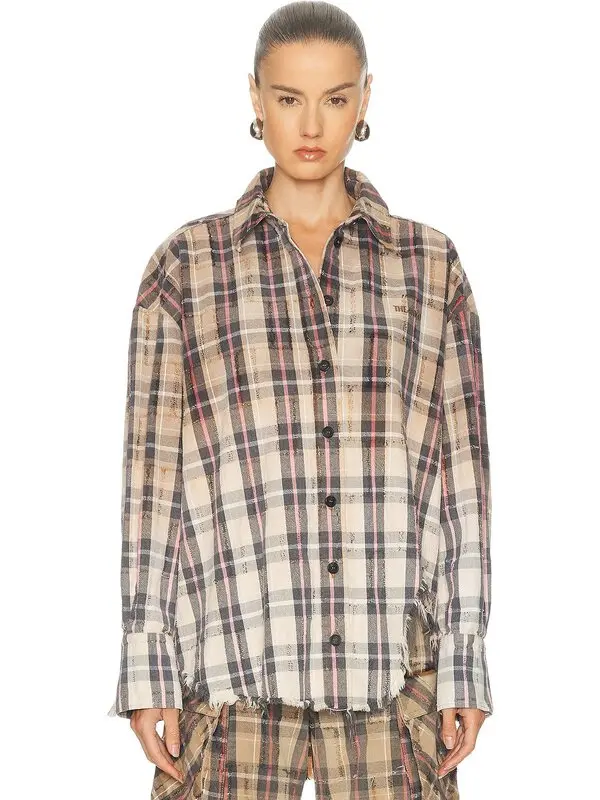 Attico Flannel Shirt - Beige & Black