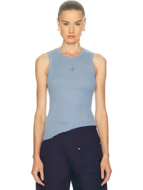 JW Anderson Anchor Embroidery Tank Top - Steel Blue