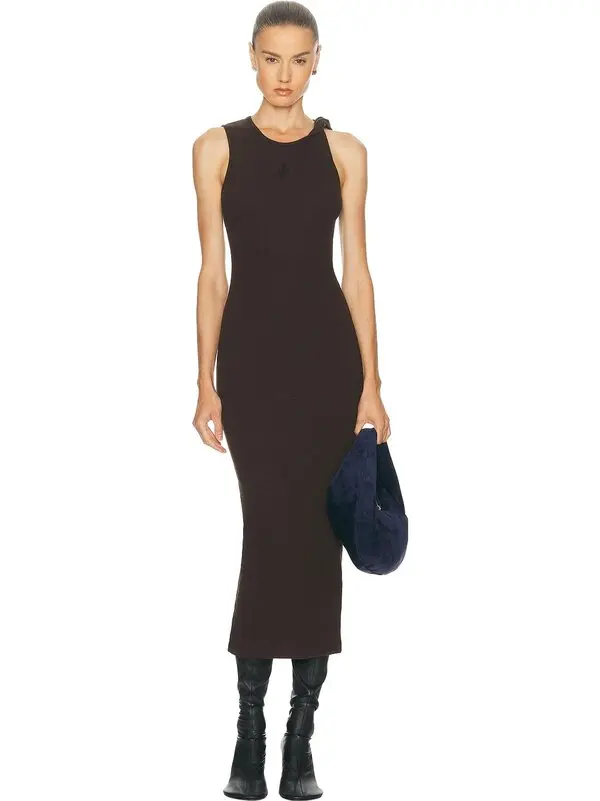 JW Anderson Anchor Embroidery Twisted Strap Dress - Dark Brown Melange
