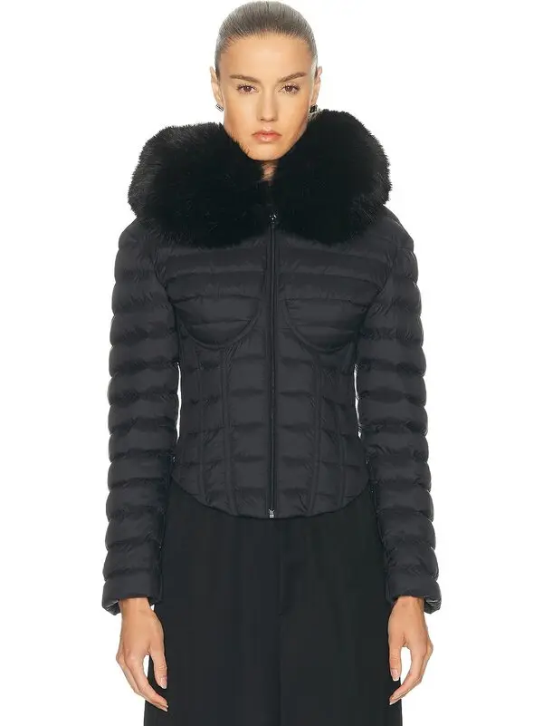Balenciaga Hooded Corseted Puffer Jacket - Black
