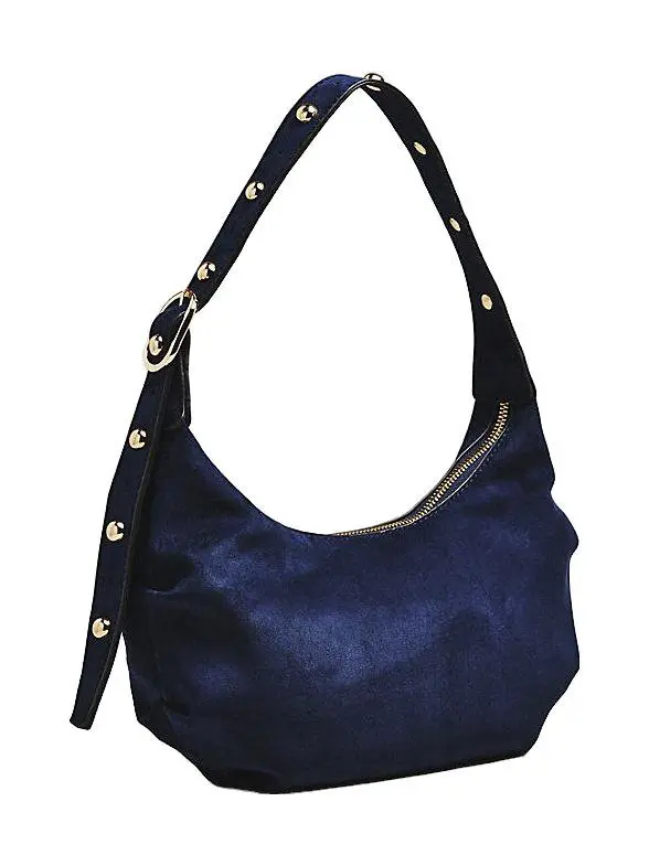 MALI + LILI Vegan-suede Crescent Bag - Navy