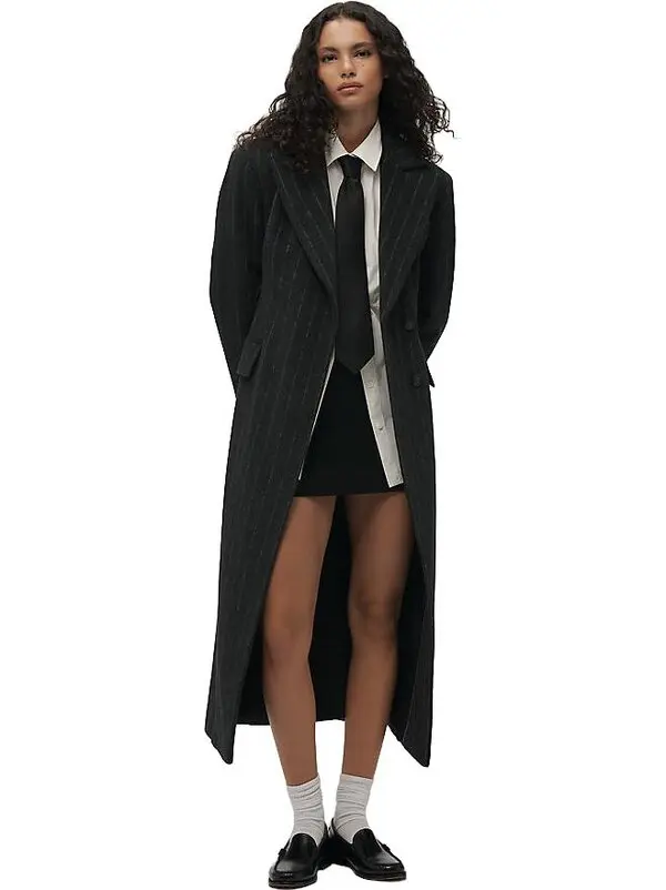 Anthropologie Pinstripe Hourglass Wool-blend Coat Jacket - Grey