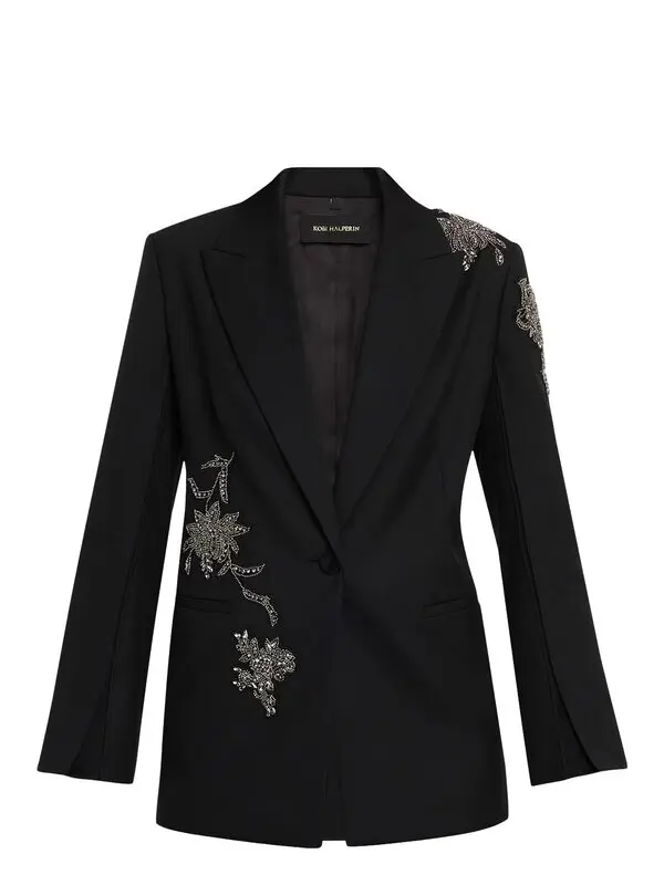 Kobi Halperin Lariz Crystal Applique Jacket - Black