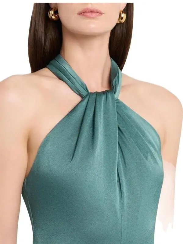 UNGARO Wilde Twist-front Halter Maxi Dress - Pine