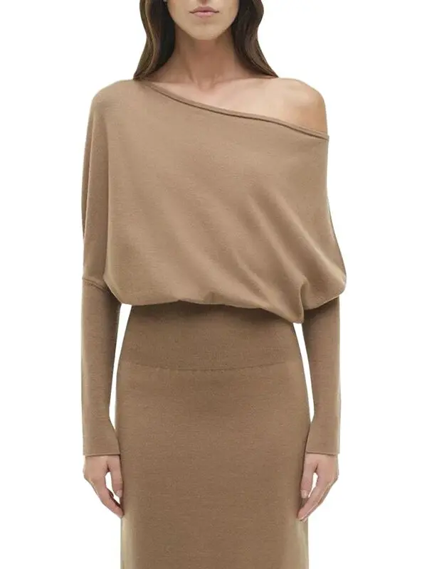 Simkhai Janese Off-the-shoulder Knit Midi Dress - Camel