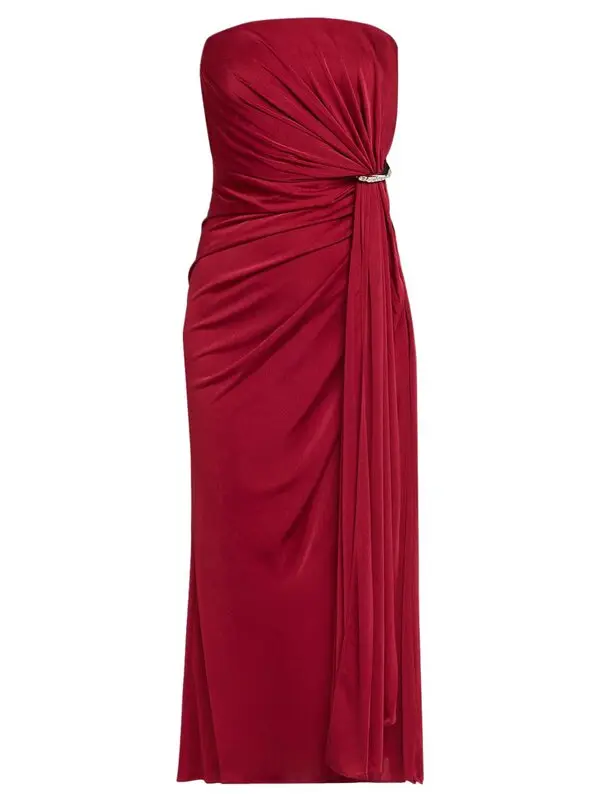 Halston Nadia Draped Jersey Midi Dress - Ruby