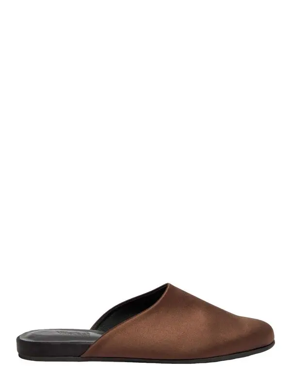 ANCIENT GREEK SANDALS The Slipper Satin Mules - Brown