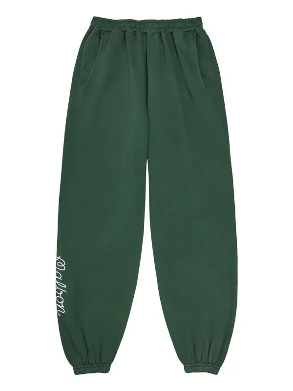 MALBON Clubhouse Logo Cotton Sweatpants - Green