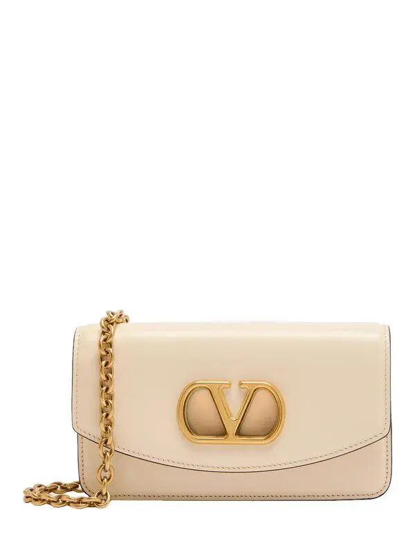 Valentino Garavani Vain Small Vlogo Leather Clutch - Ivory