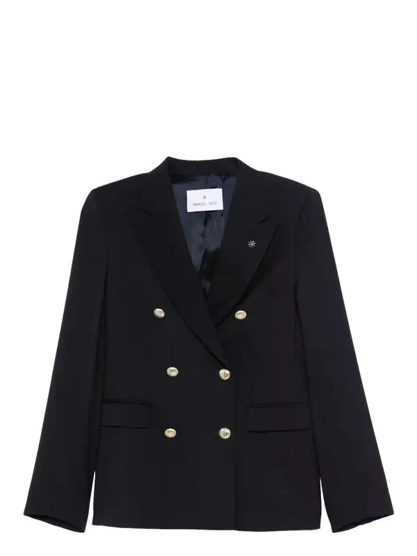 MANUEL RITZ Double-breasted Wool Blazer - Blue
