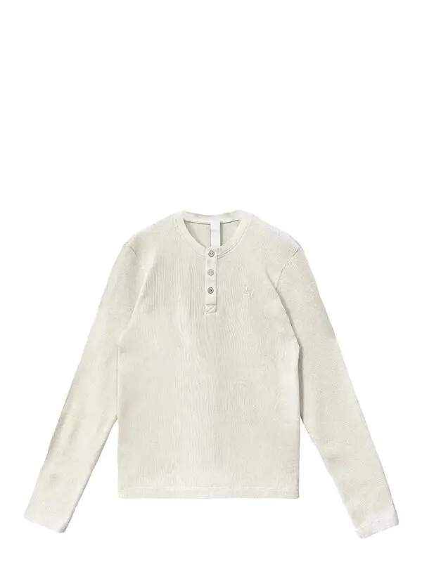 Chrome Hearts Logo Embroidered Waffle Henley Collar Shirt - White