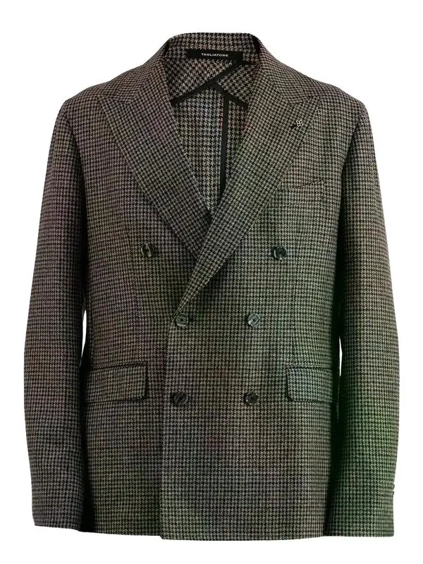 Tagliatore Houndstooth Double-breasted Jacket - Brown