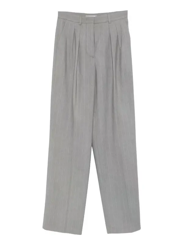 MANUEL RITZ Double-pleat Pinstripe Trousers - Grey