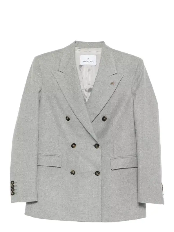 MANUEL RITZ Flannel Double-breasted Blazer - Grey