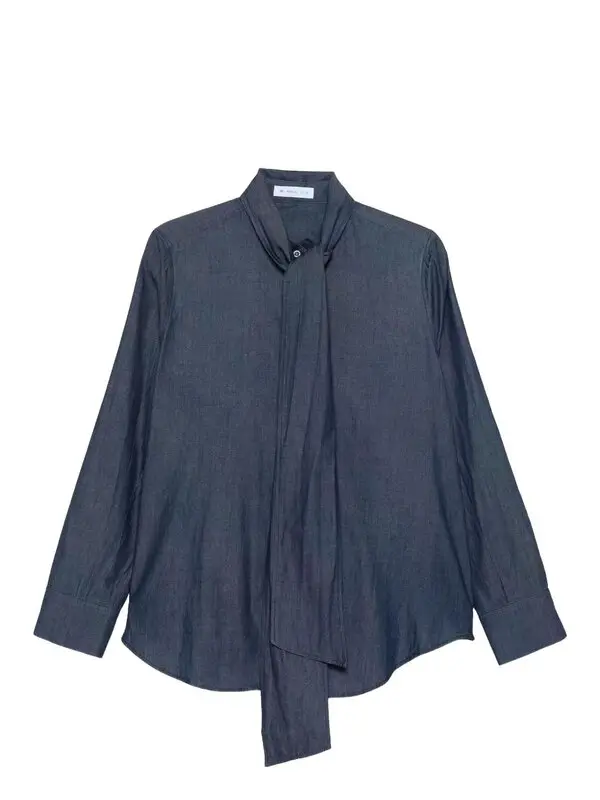 MANUEL RITZ Chambray Cotton Shirt - Blue