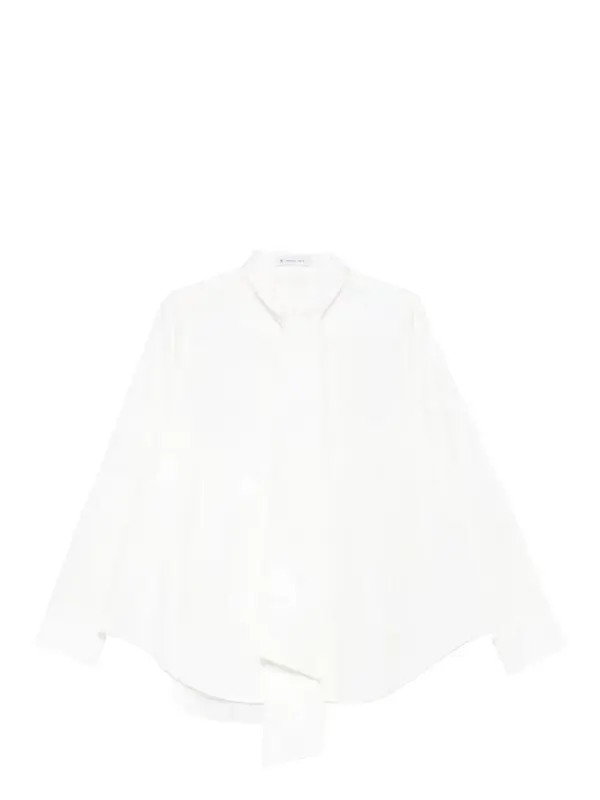 MANUEL RITZ Poplin Cotton Shirt With Tie Detail - White