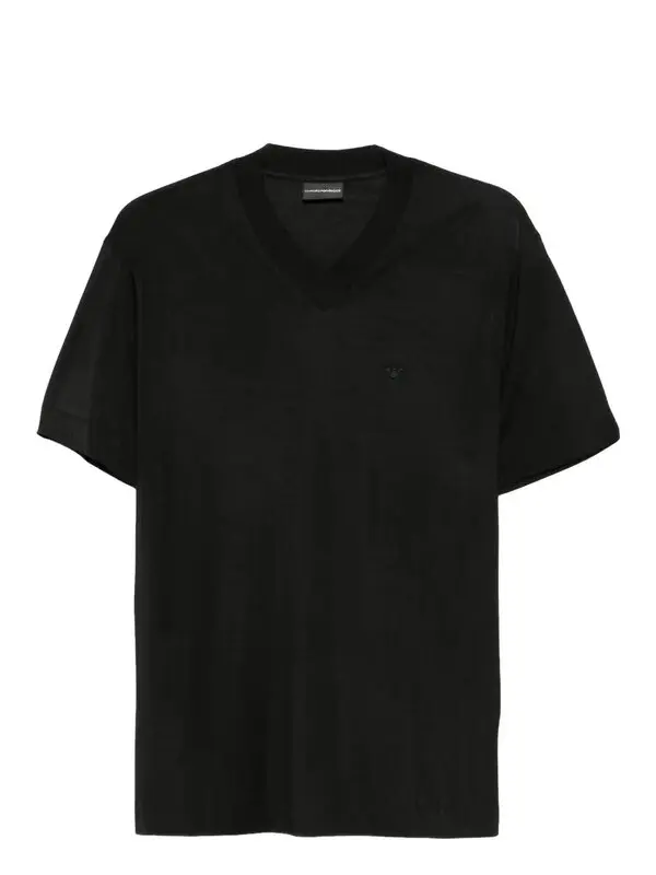 Emporio Armani Eagle-embroidered T-shirt - Black