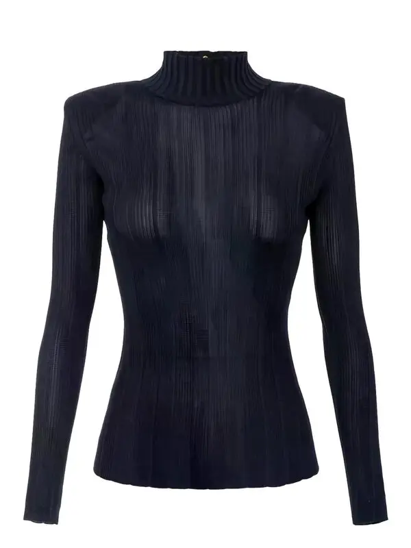 Elisabetta Franchi High-neck Logo-detail Top - Blue