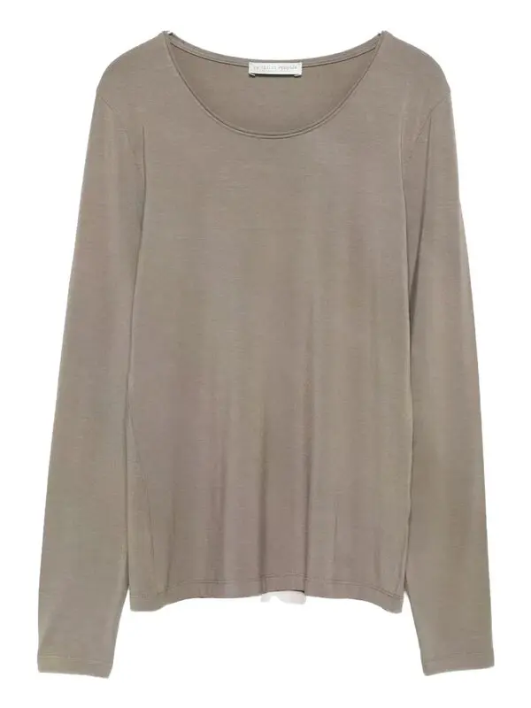 LE TRICOT PERUGIA Crew Neck Blouse - Brown