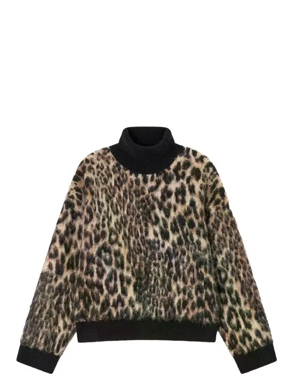 GANNI Leopard-print Turtleneck Sweater - Neutrals