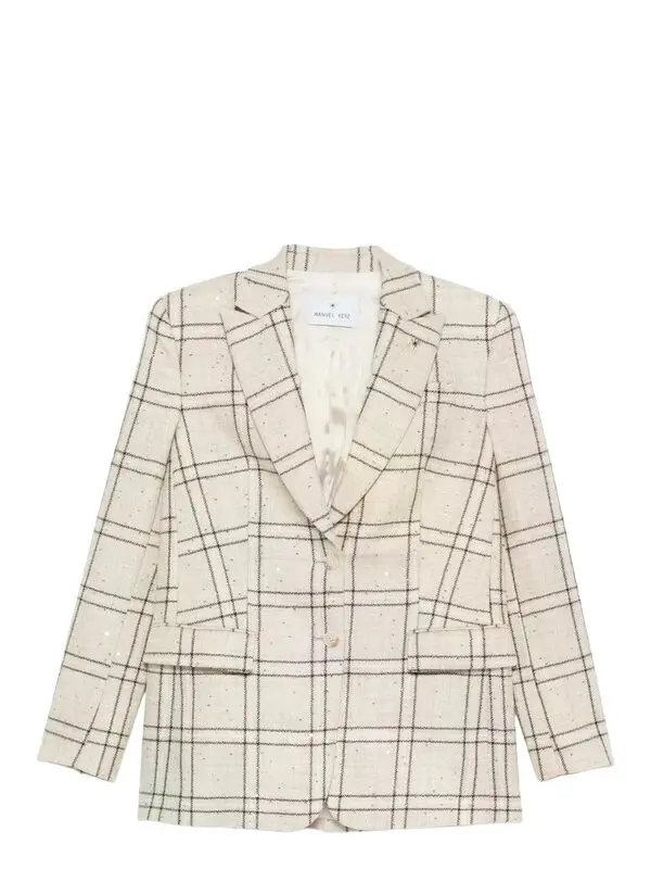 MANUEL RITZ Check-pattern Blazer - Neutrals