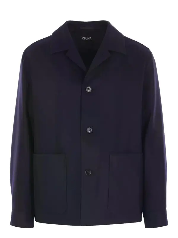Zegna Patch-pocket Buttoned Shirt Jacket - Blue