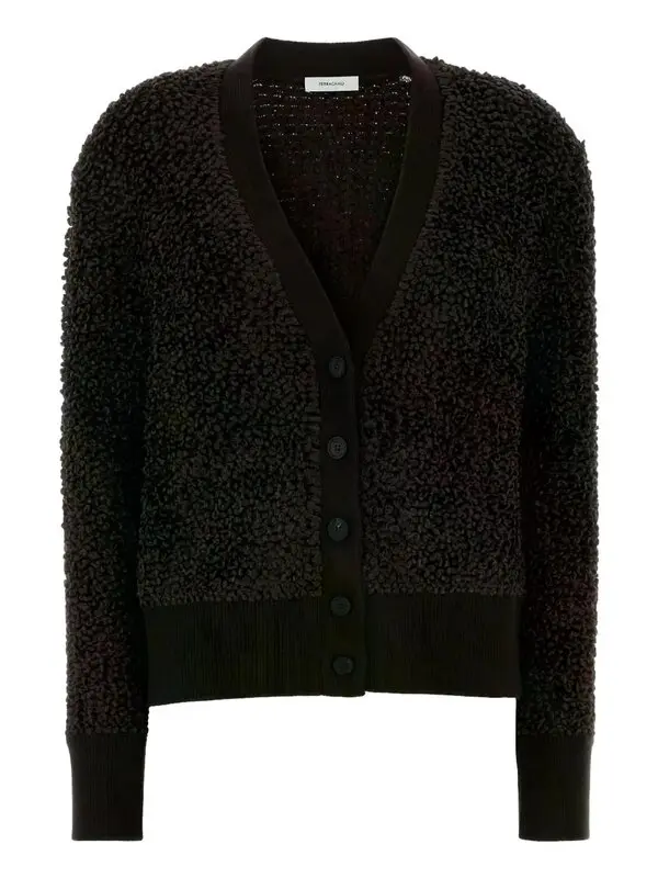 FERRAGAMO Bouclé Cardigan - Brown