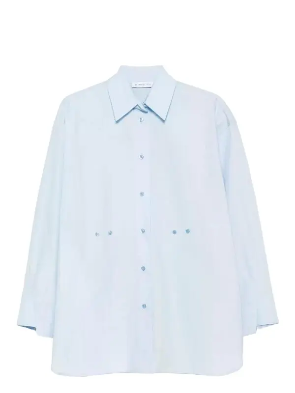 MANUEL RITZ Cotton Poplin Shirt - Blue
