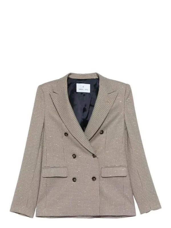MANUEL RITZ Pied De Poule Double-breasted Blazer - Brown