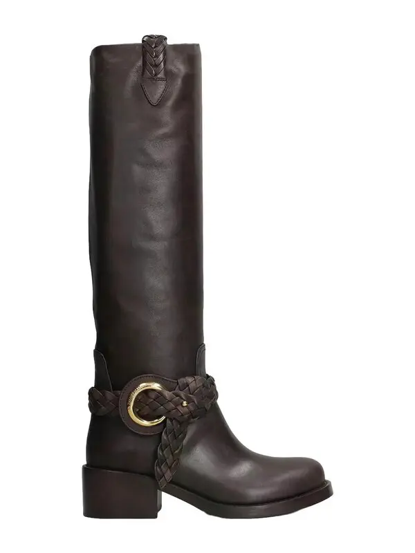 Zimmermann Helix Braided Buckle Boots - Brown