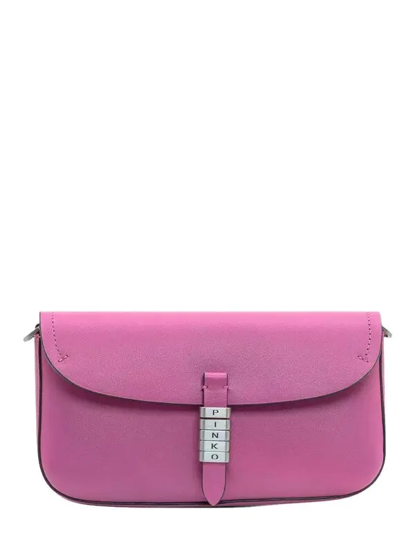 Pinko Letter Detail Saddle Crossbody Bag - Pink
