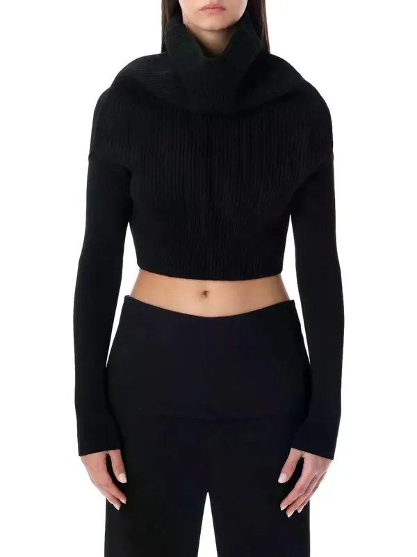 Rick Owens Cowl-neck Ribbed Knit Sweater - Black