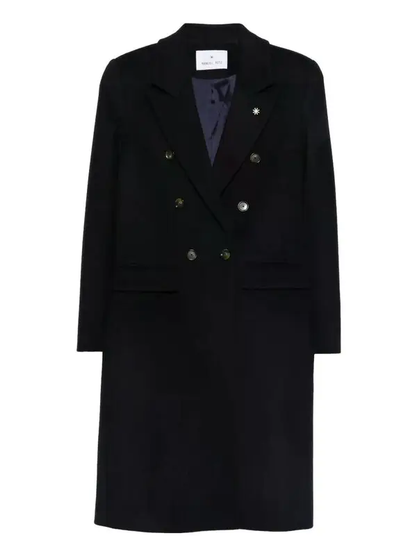 MANUEL RITZ Wool-blend Double-breasted Coat - Blue
