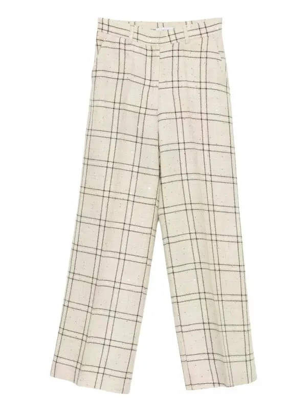 MANUEL RITZ Check-print Sequin Trousers - Neutrals