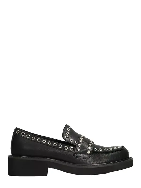 BIBI LOU Eyelet-embellished Loafers - Black