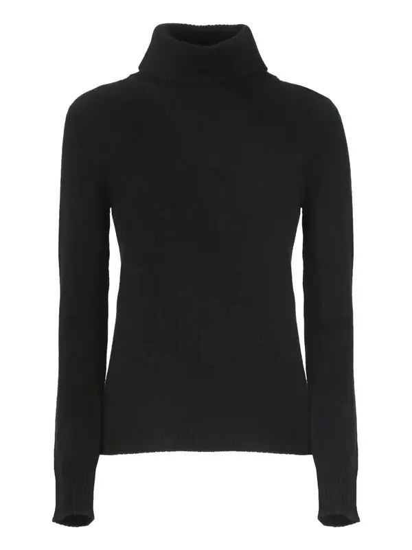 VANISÈ Turtleneck Ribbed-trim Sweater - Black