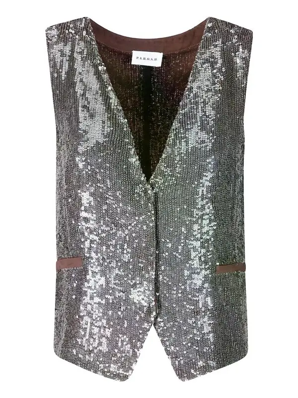 P.a.r.o.s.h Sequined Waistcoat - Grey