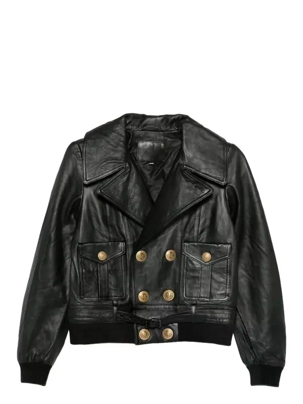 R13 Double-breasted Faux-leather Jacket - Black