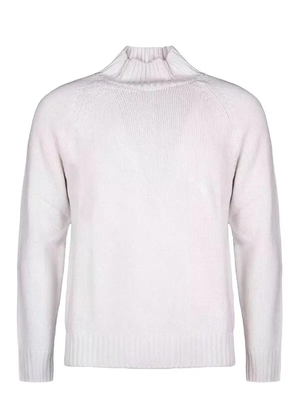 Eleventy Ribbed Knit Funnel Neck Sweater - White